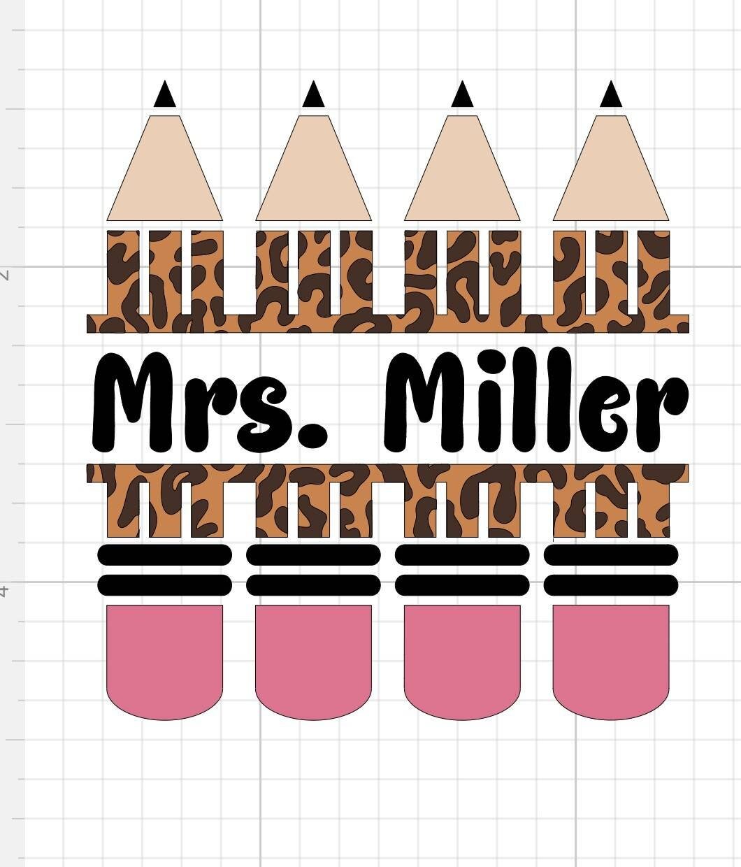 Teacher Name Pencil SVG Digital Download Cheetah Print Teacher | Etsy