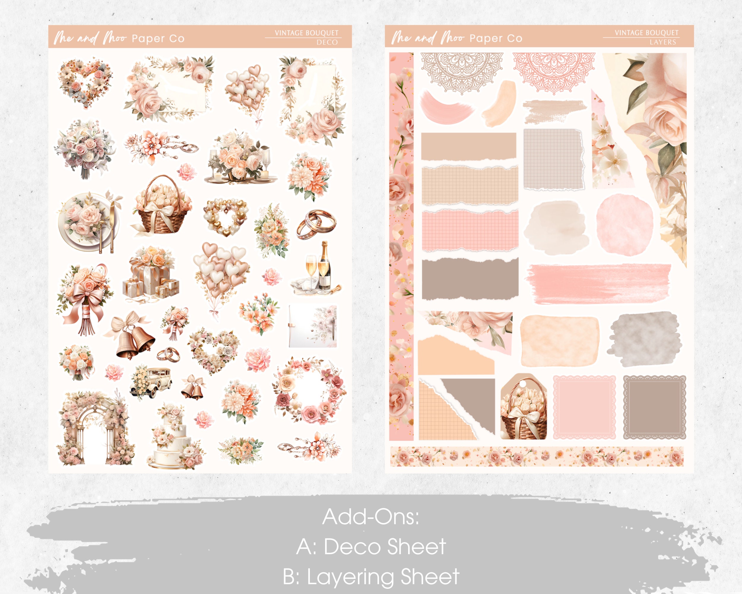 Foil / Non-foil Planner Kit Vintage Bouquet Weekly Planner Stickers ...