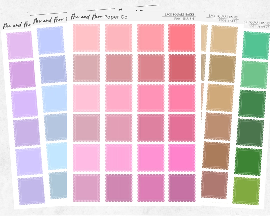Lace Square Backs Sticker Sheet | Functional Stickers | Planner ...