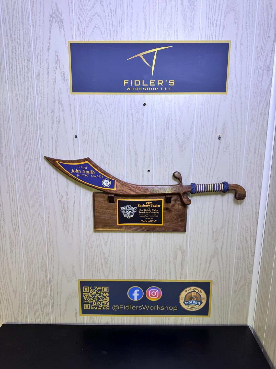 Custom Sinbad Scimitar Sword Walnut Plaque, Suez Canal, Military and ...