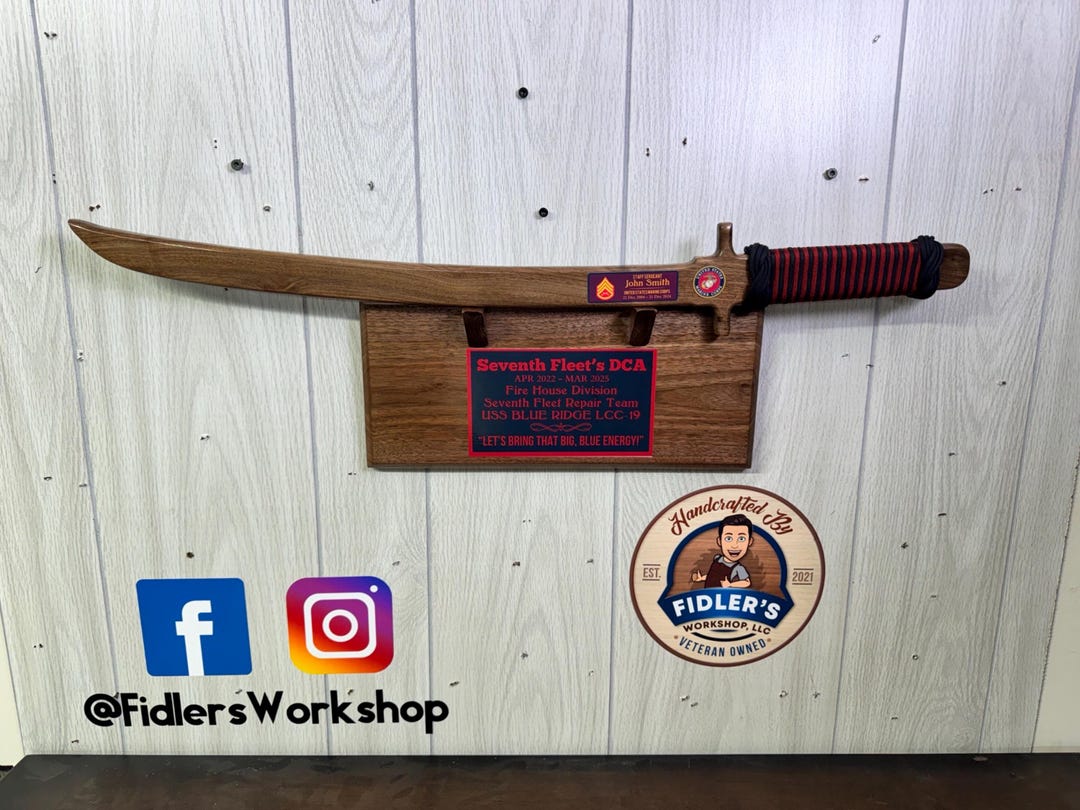 Custom Samurai Sword Plaque, Military Gift, Retirement Gift, Unique ...