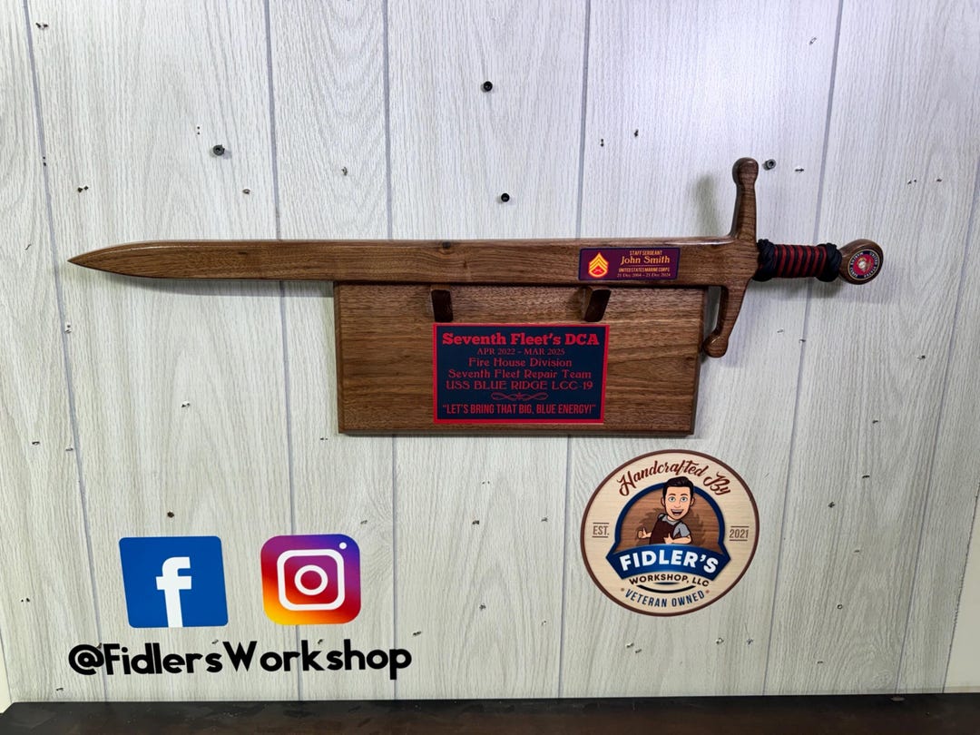 Custom Sword Plaque, Military Gift, Retirement Gift, Unique Plaque ...