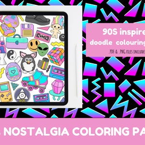 90s Nostalgia Coloring Page - Millennial Nostalgia, Adult Colouring ...