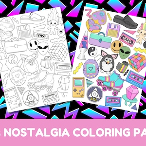 90s Nostalgia Coloring Page - Millennial Nostalgia, Adult Colouring ...