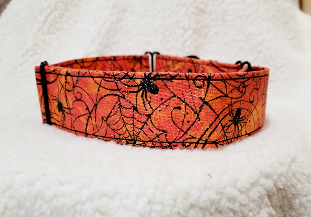 Halloween Spider Web With Spiders Dog Collar- Martingale or Clip Collar ...