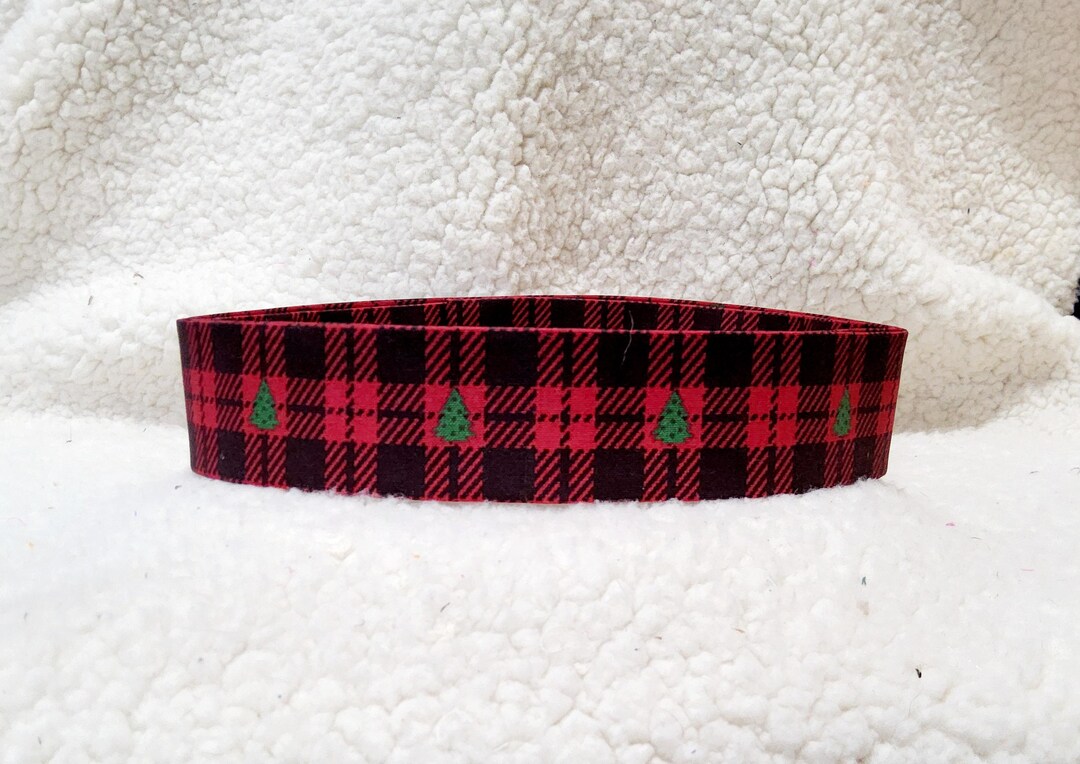 Christmas Tree on Red and Black Plaid Dog Collar Martingale or Clip ...