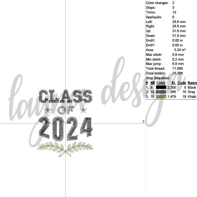 4 Sizes Class of 2024 Design - Machine Embroidery Design File / Digital ...