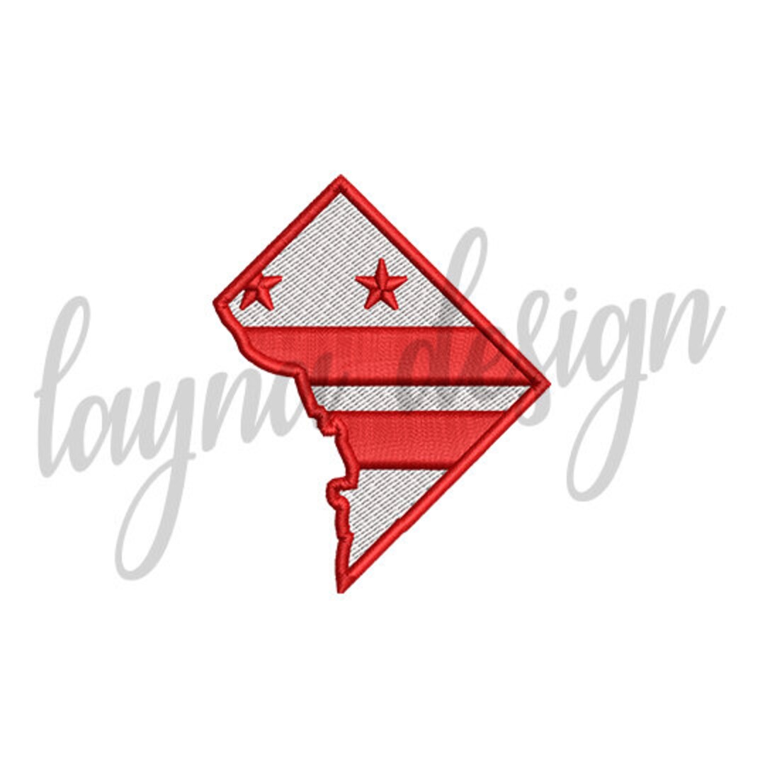 3 Sizes Washington DC Flag Map - Machine Embroidery Design File ...