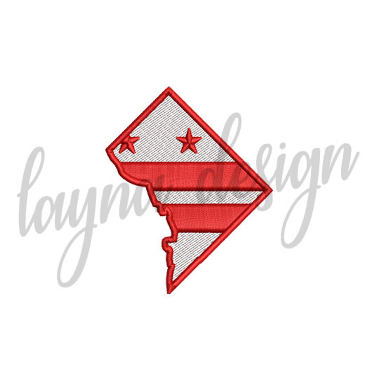 3 Sizes Washington DC Flag Map - Machine Embroidery Design File ...