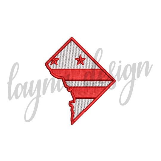 3 Sizes Washington DC Flag Map - Machine Embroidery Design File ...