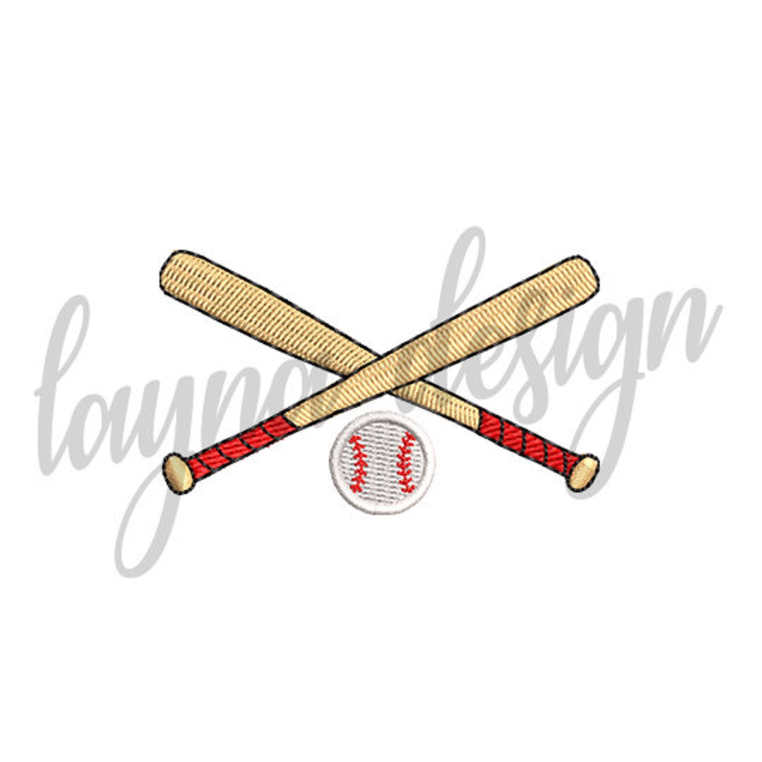 3 Sizes Crossed Bat Baseball Design - Machine Embroidery Design File ...