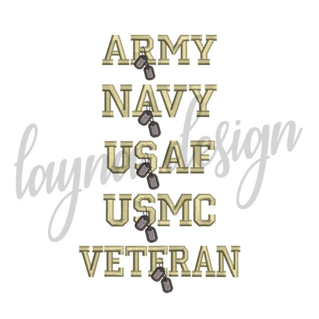 4 Sizes Military Design With Dog Tags - Machine Embroidery Design File ...