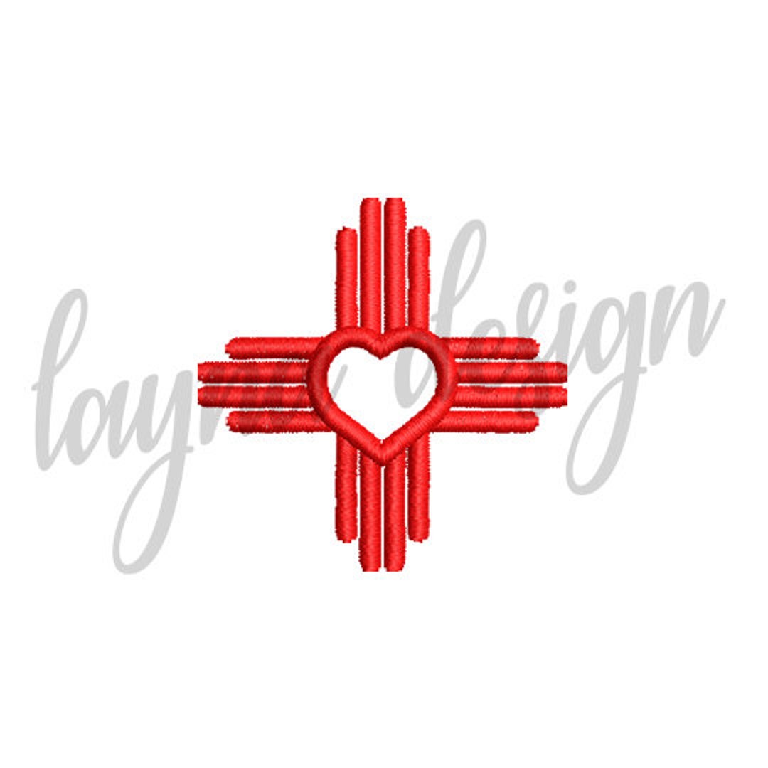 5 Sizes New Mexico Zia Symbol Heart - Machine Embroidery Design File ...