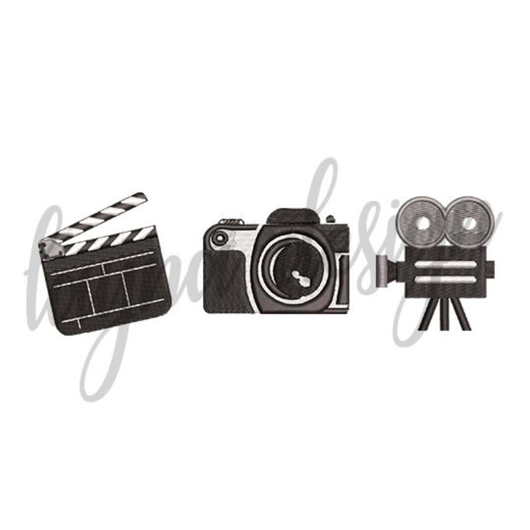 3 Set of Movie Camera Clapper Board Design - Machine Embroidery Design ...