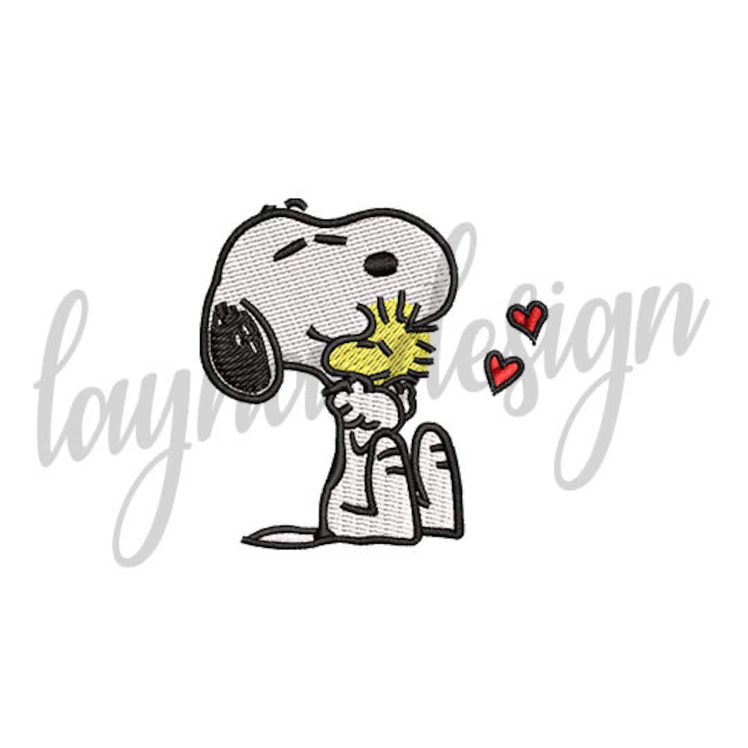 6 Sizes Snoopy With Woodstock - Machine Embroidery Design File ...