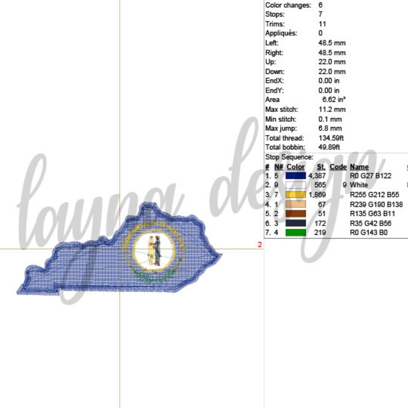 3 Sizes Kentucky Flag Map Machine Embroidery Design File - Etsy