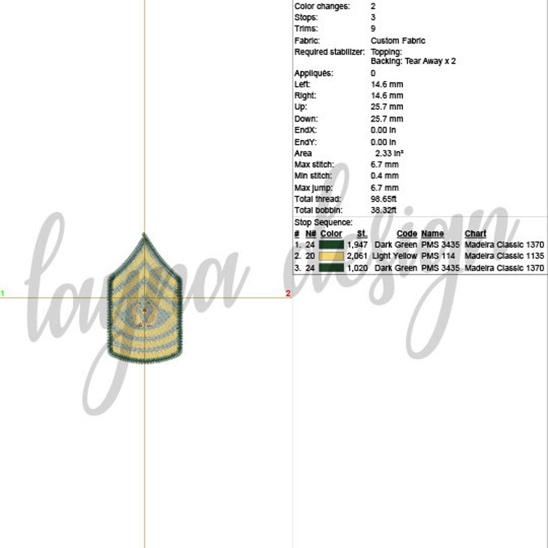 2 Sizes Army Command Sergeant Major Rank - Machine Embroidery Design ...