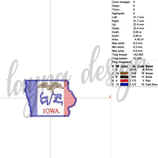 3 Sizes Iowa State Flag Map Machine Embroidery Design File | Etsy