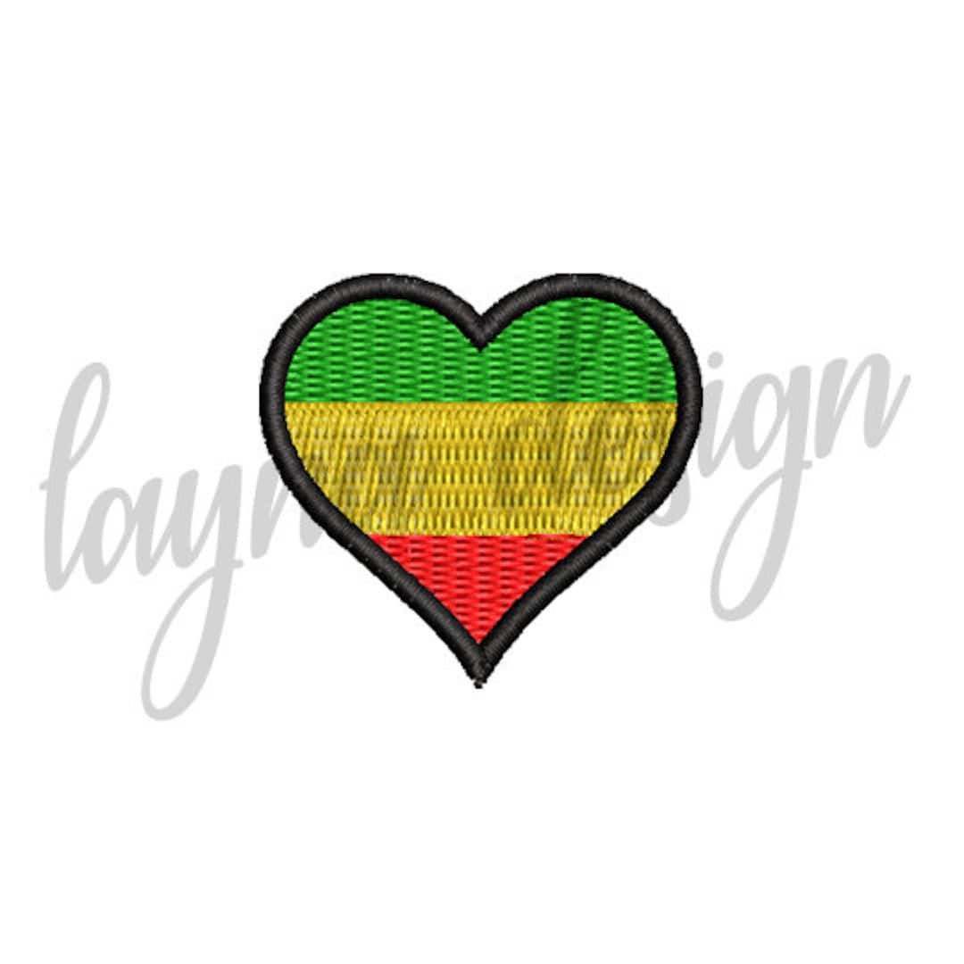 4 Sizes Rasta Heart Design - Machine Embroidery Design File - Etsy