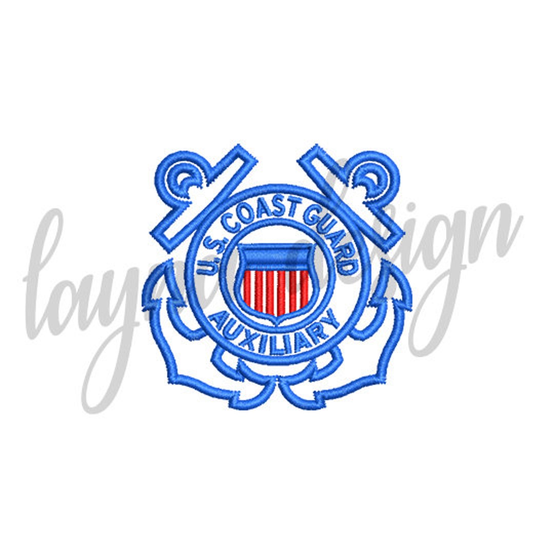 3 Sizes US Coast Guard Auxiliary Logo - Machine Embroidery Design File ...