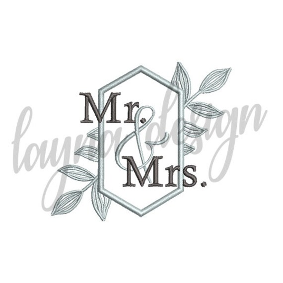 4 Sizes Mr. Mrs. Wedding Design Machine Embroidery Design | Etsy