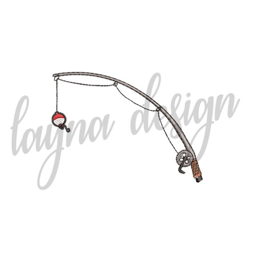 3 Sizes Fishing Rod Design - Machine Embroidery Design File / Digital ...