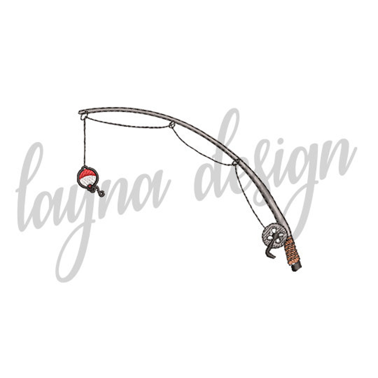 3 Sizes Fishing Rod Design Machine Embroidery Design File - Etsy