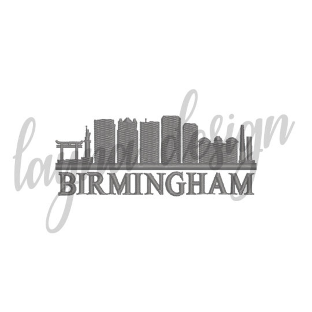 4 Sizes Birmingham Sky Line - Machine Embroidery Design File / Digital ...