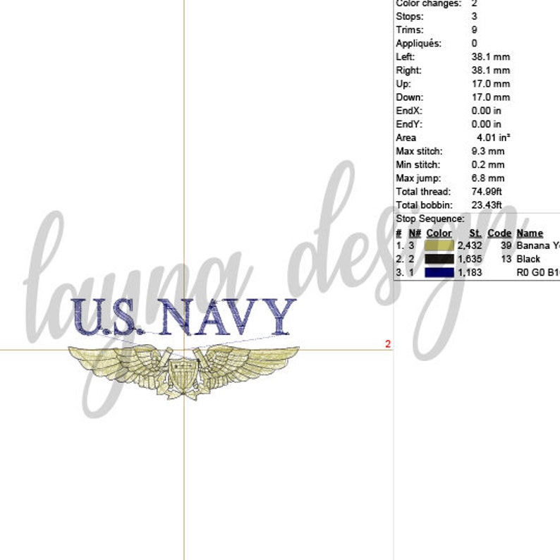 3 Sizes U.S. Navy Wing Machine Embroidery Design File - Etsy