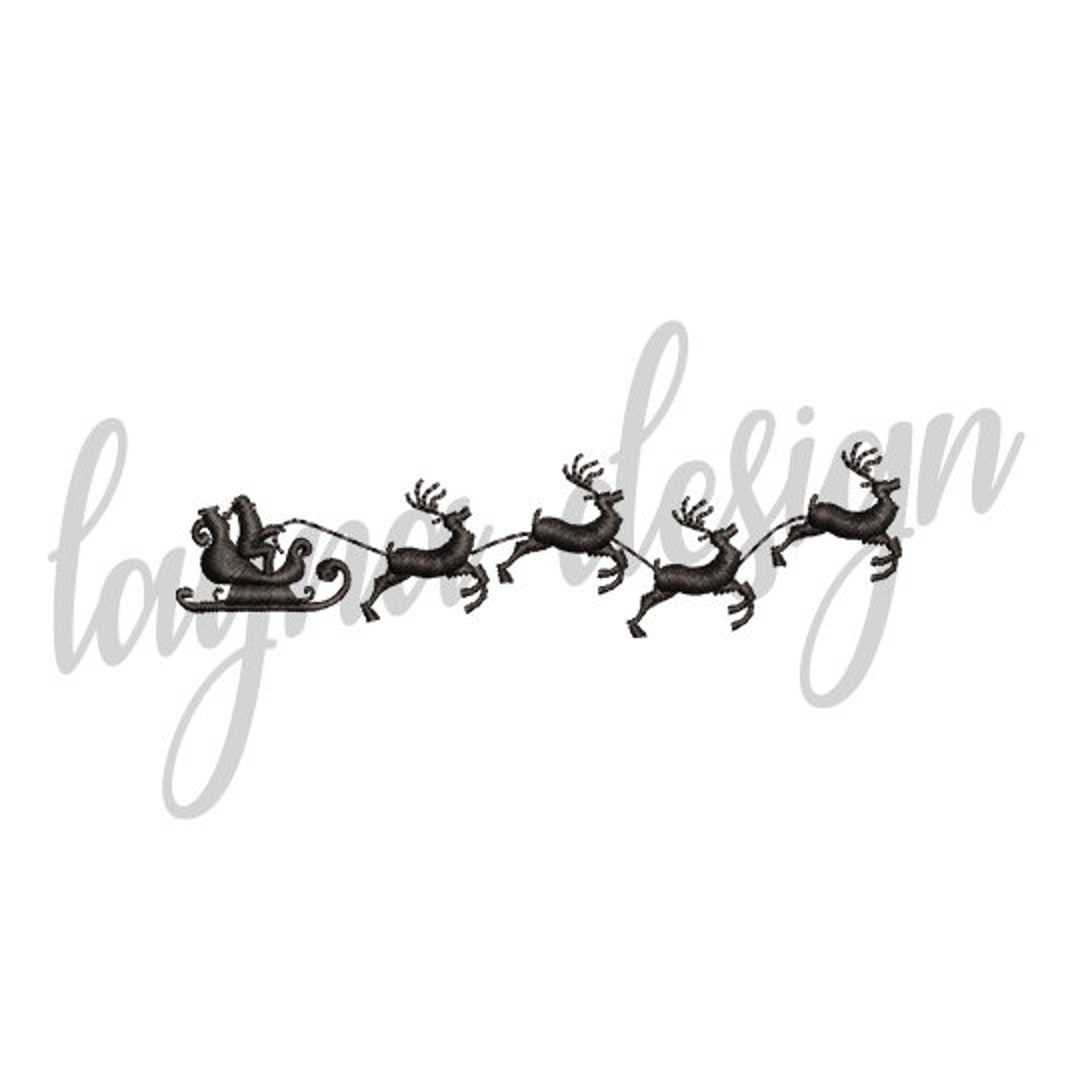 3 Sizes Christmas Santa Sleigh Design - Machine Embroidery Design File ...