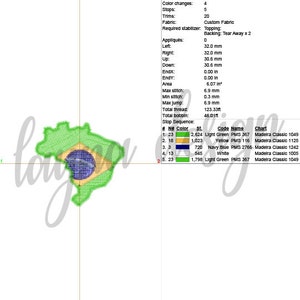 2 Sizes Brazil Flag Map - Machine Embroidery Design File - Etsy