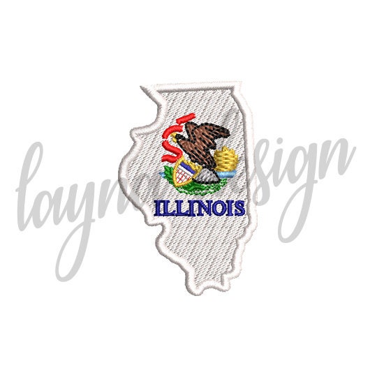 3 Sizes Illinois Flag Map Machine Embroidery Design File - Etsy