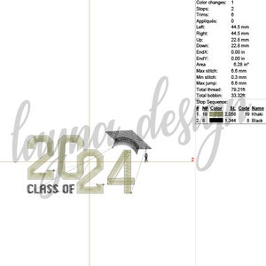 4 Sizes Class of 2024 Design - Machine Embroidery Design File / Digital ...