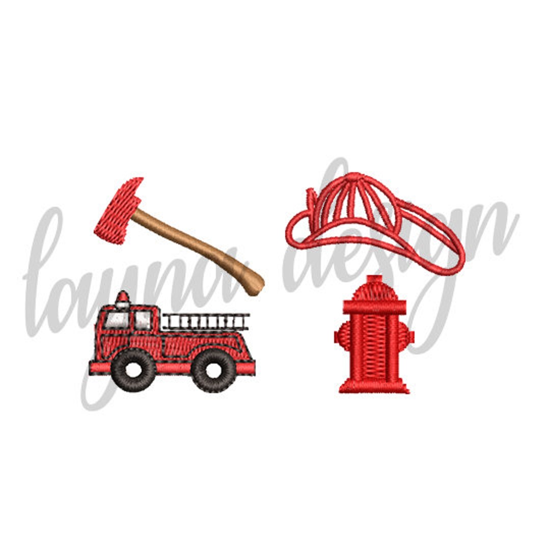 3 Sizes Fire Fighter Design 4 Set - Machine Embroidery Design File - Etsy