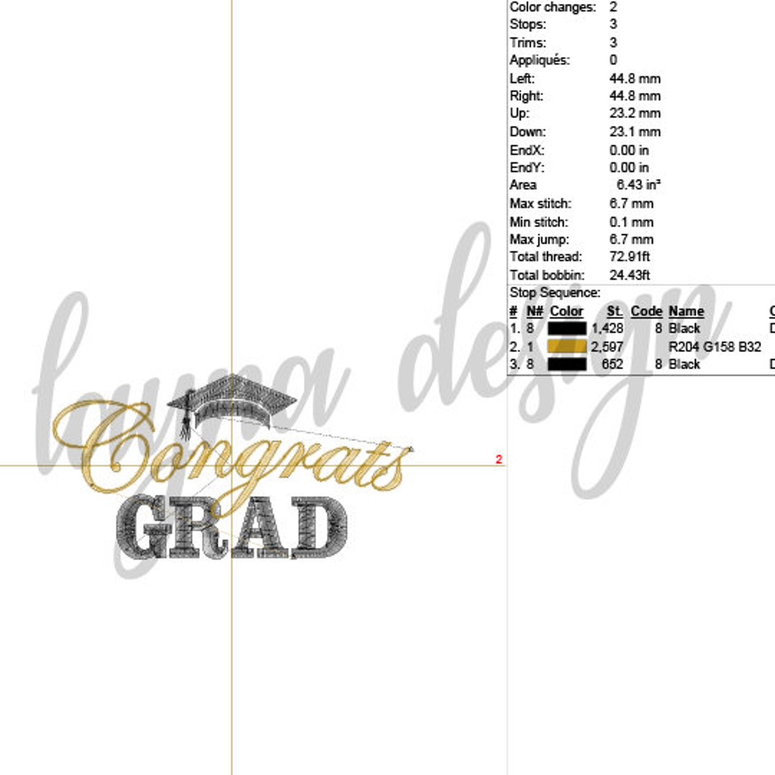 4 Sizes Congrats Grad Design - Machine Embroidery Design File / Digital ...