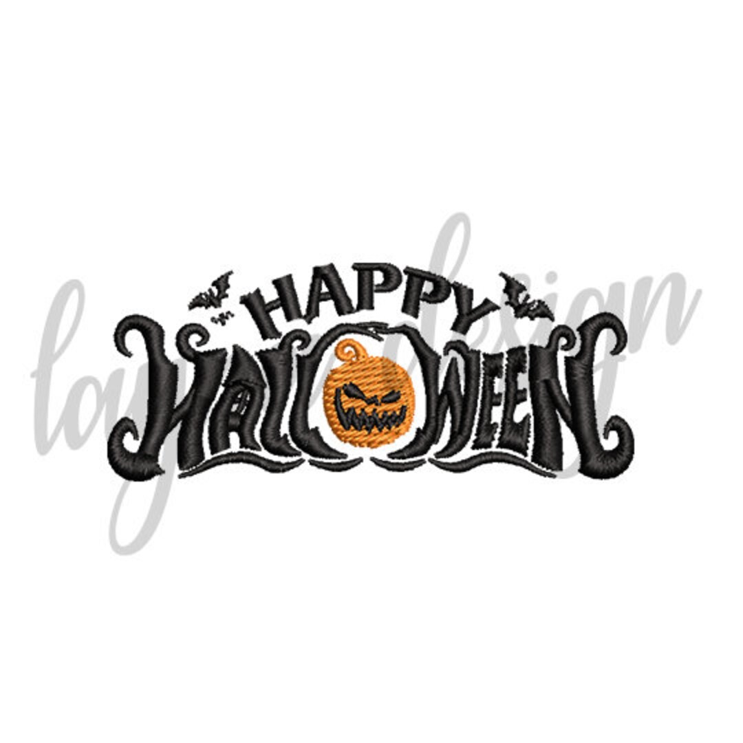 4 Sizes Happy Halloween Jack O Lantern Design Machine Embroidery Design ...