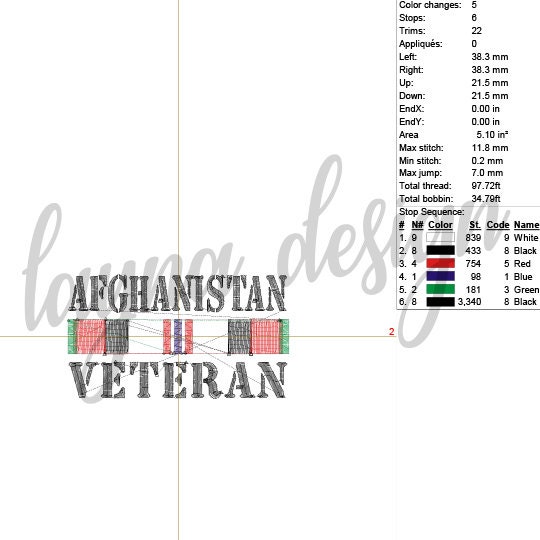 4 Sizes Afghanistan Veteran Ribbon Machine Embroidery Design - Etsy