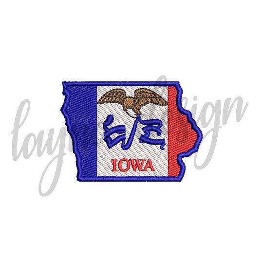 3 Sizes Iowa State Flag Map Machine Embroidery Design File | Etsy