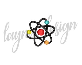 Atom Embroidery Design. Atom Symbol Embroidery Design. Science ...