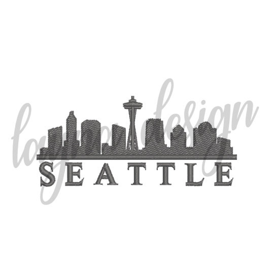 4 Sizes Seattle Sky Line - Machine Embroidery Design File / Digital ...