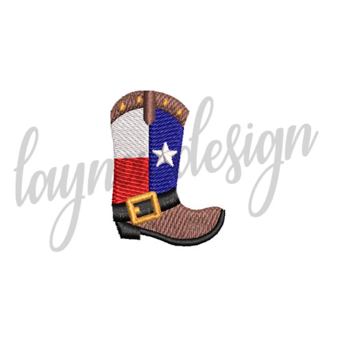 4 Sizes Texas Flag Cowboy Boot Design - Machine Embroidery Design File ...