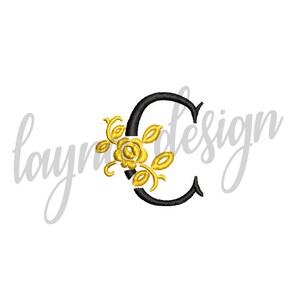 4 Sizes A-Z Rose Initial Alphabet Name Digitizing Machine Embroidery ...