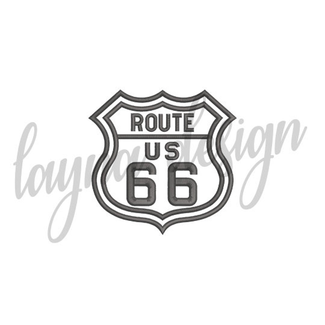 6 Sizes Route 66 Design - Machine Embroidery Design File / Digital File ...