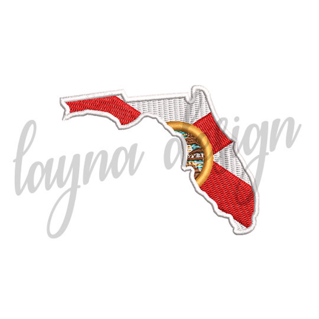 3 Sizes Florida Flag Map - Machine Embroidery Design File / Digital ...