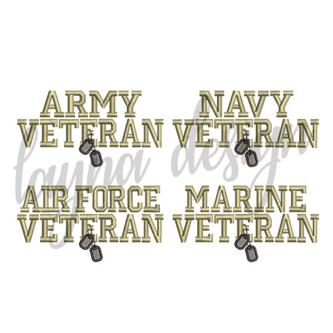 Veterans Dog Tag Machine Embroidery Design: Military, Army, Navy ...