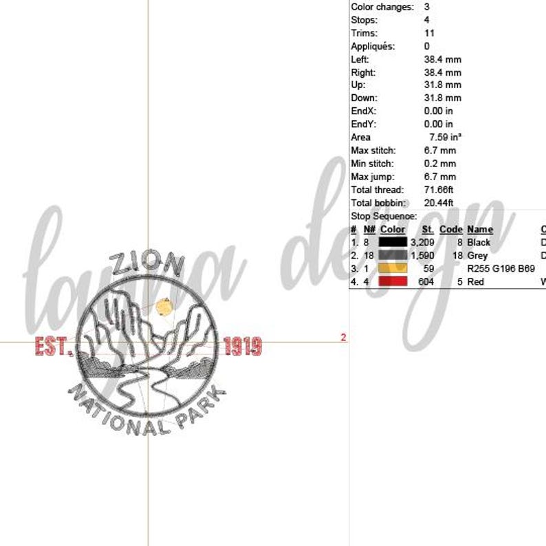 4 Sizes Zion National Park Design - Machine Embroidery Design File ...
