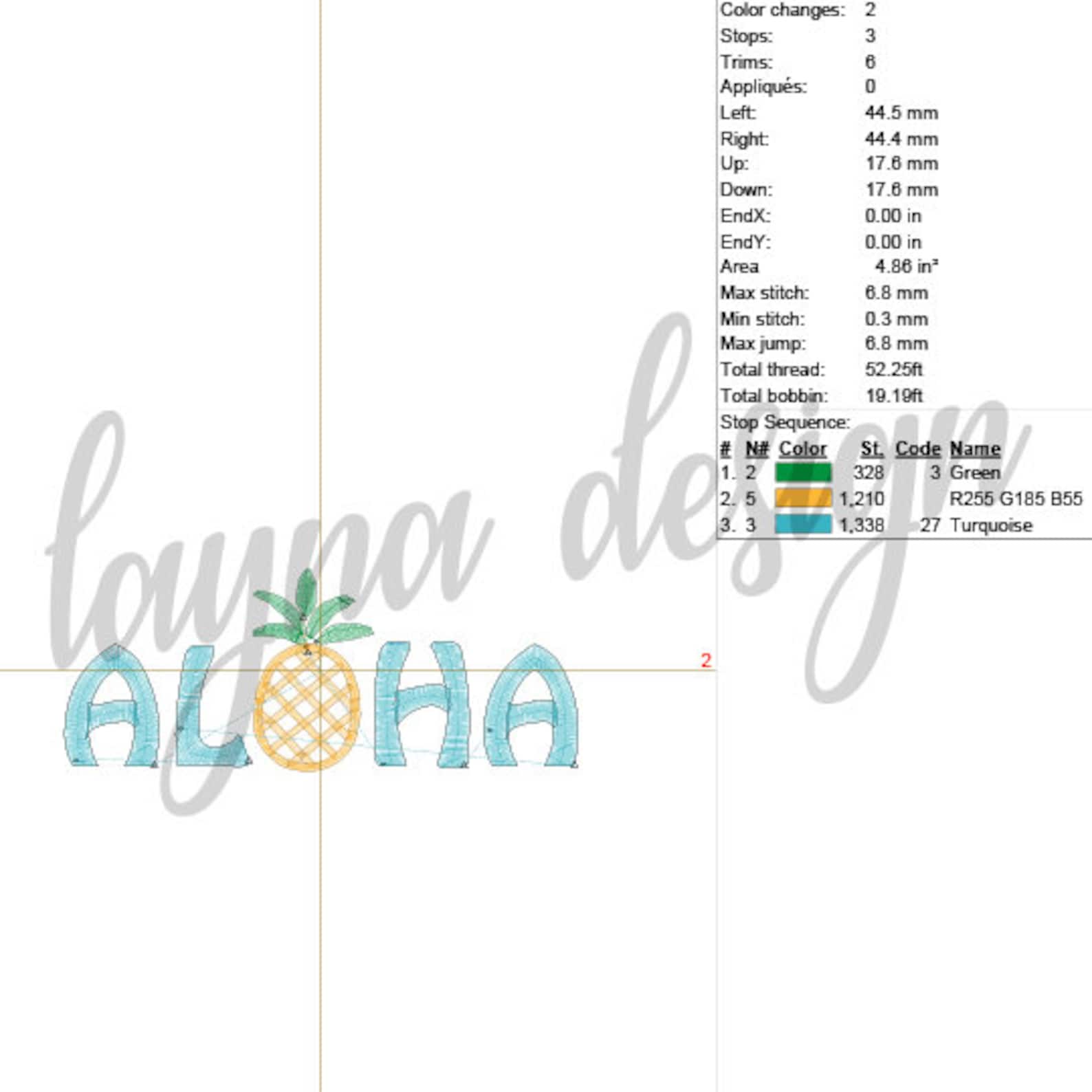 5 Sizes Aloha Hawaii Design - Machine Embroidery Design File / Digital ...
