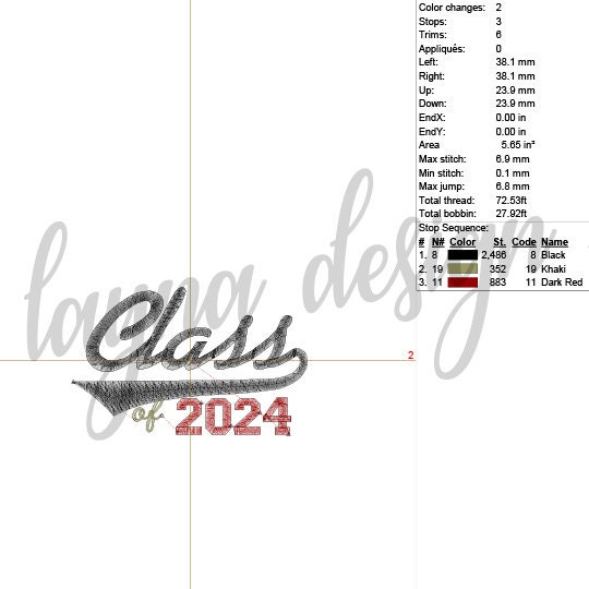 4 Sizes Class of 2024 Design Machine Embroidery Design File - Etsy
