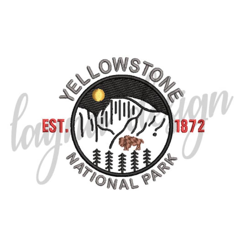 4 Sizes Yellowstone National Park Design - Machine Embroidery Design ...