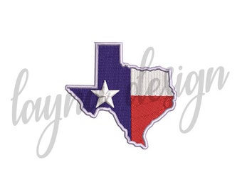 Texas Flag Map Design Embroidery File in 2 Sizes 3 and 4 in Multiple ...